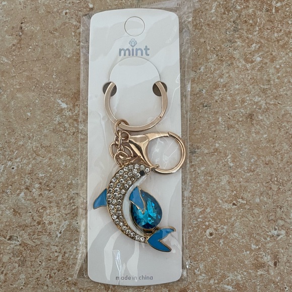 Mint | Accessories | Mint Rhinestone Dolphin Keychain With Blue ...